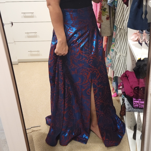 Anthropologie | Skirts | Maeve Anthropologie Pleated Blue Motif Shimmer ...